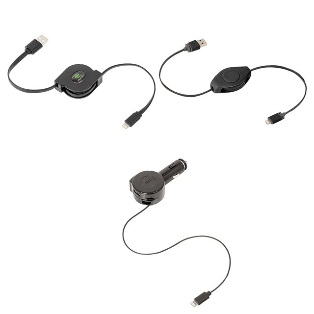 Retrak Retractable In-House Lightning Car Charger & 10' Retractable ...