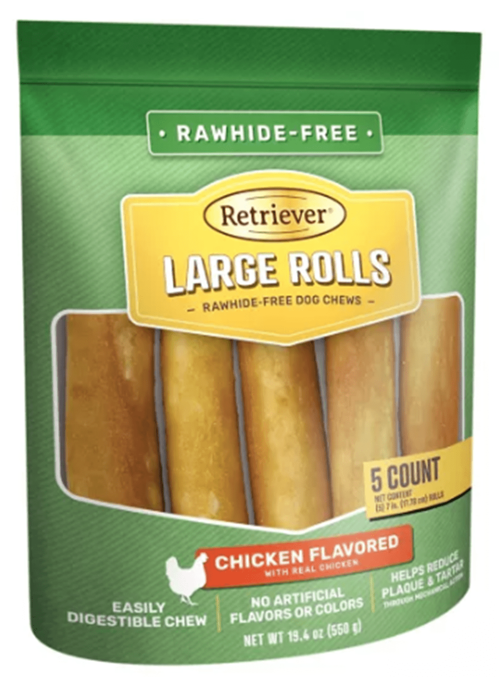 Retriever 63005 - Rawhide-Free Chicken Flavored Dog Chews, 5-Pack ...