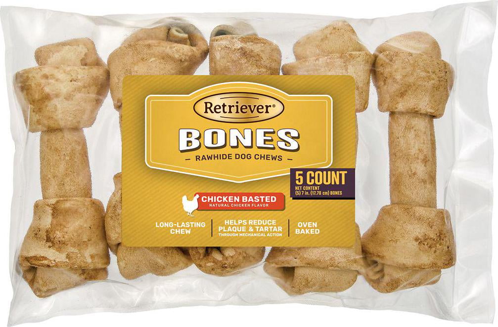 Retriever Bones Chicken-Basted Rawhide Dog Chew Treats, 5 ct. - Walmart.com