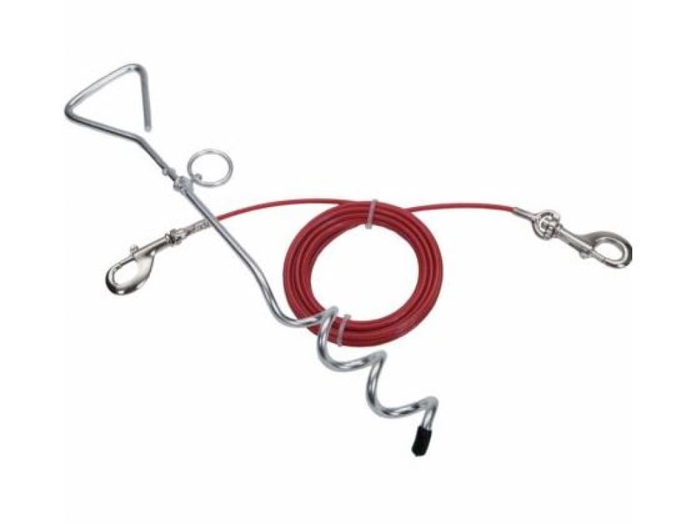 Retriever Dog Spiral Stake and Tie Out Cable 89010 Q RED15 - Up to 80lb ...