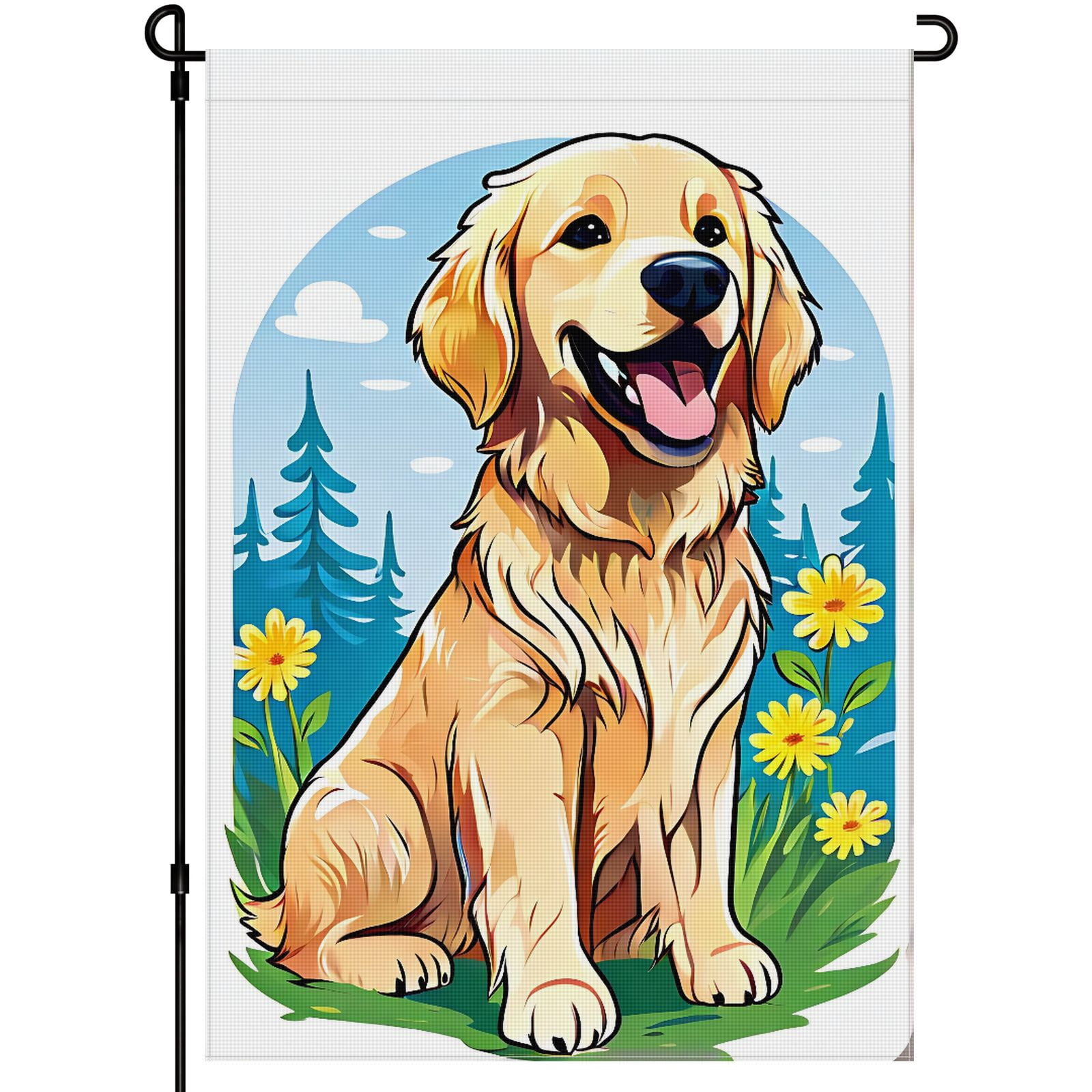 Retriever Outdoor Garden Flags Colorful Cartoon Porch Decor 28x40 ...
