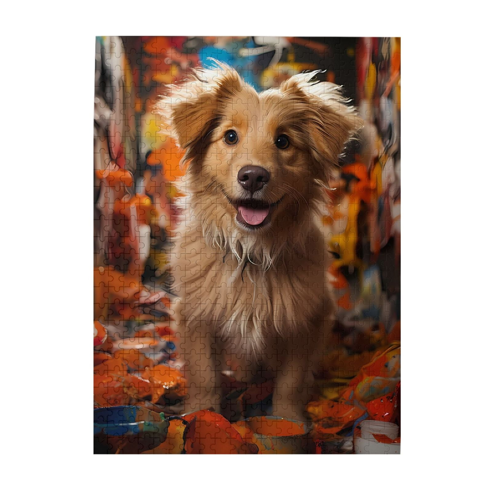 Retriever Puppy Paint Mess 500-Piece Wooden Jigsaw Puzzle for Adults ...