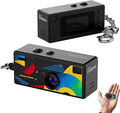 Retro 1080P Mini Keychain Camera, 130° Wide Angle Portable Thumb Camera ...