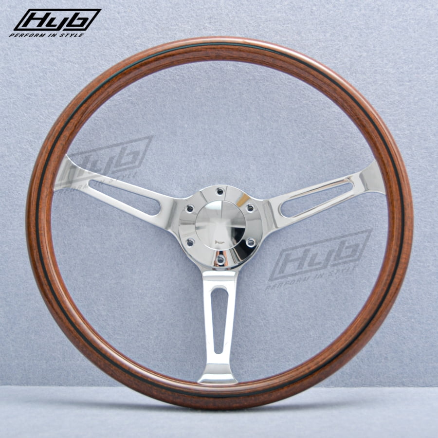 Retro 15Inch Steering Wheel Wood Color Vintage Tuning Drift Classic Sim ...