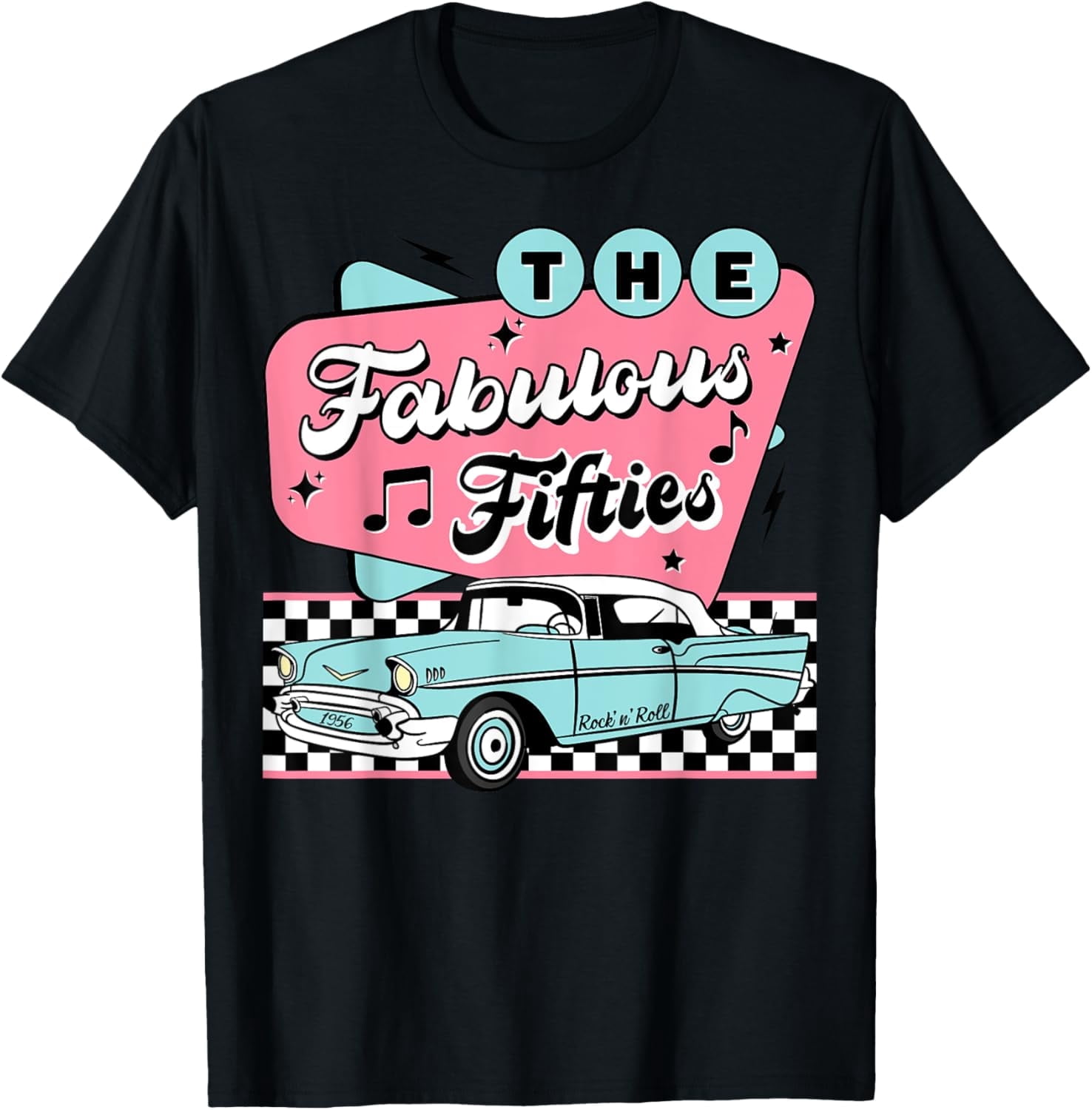 Retro 1950s Classic Car Graphic Tee - Fabulous Fifties Rock and Roll ...