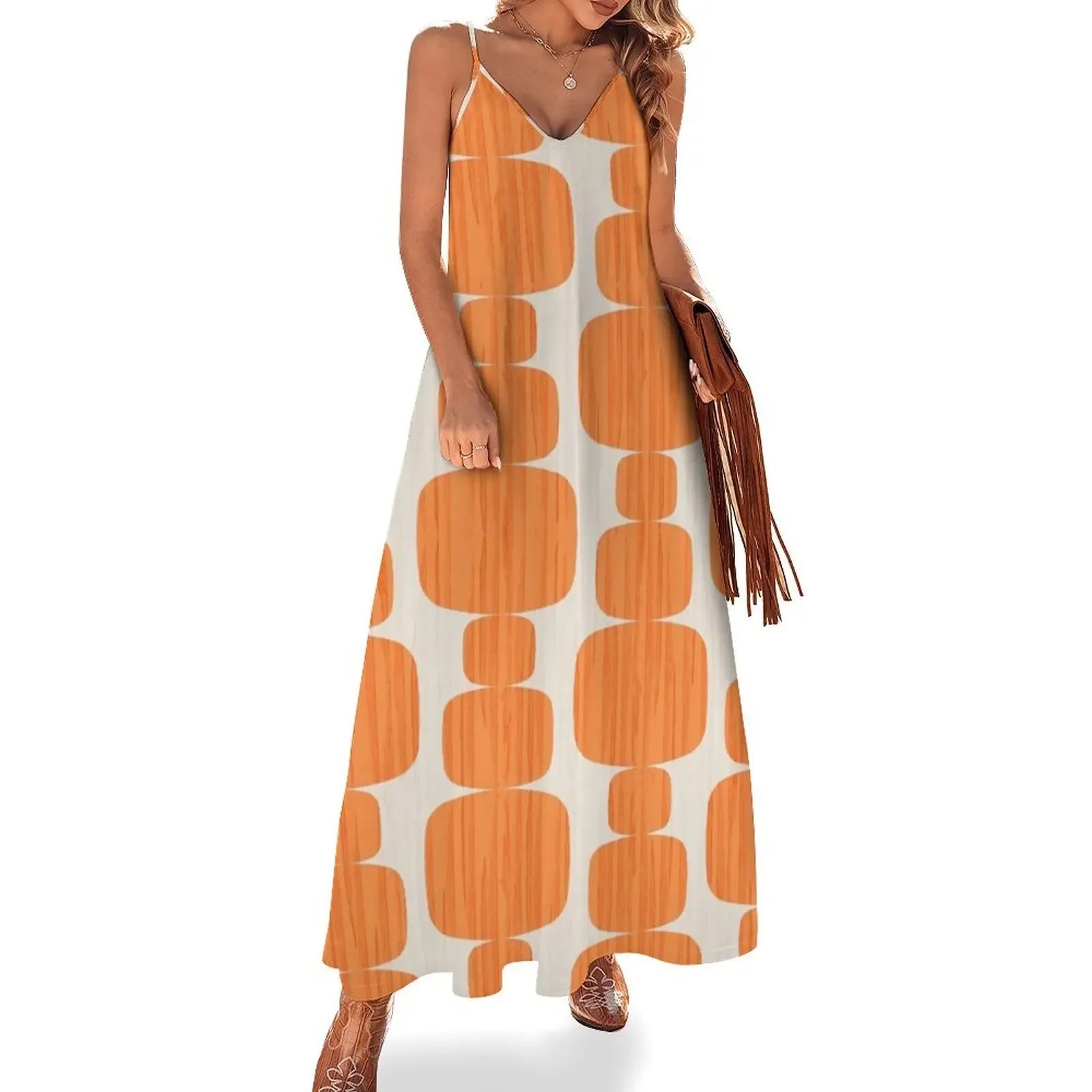 Retro 1970's Bohemian Pebble - Vintage 70s Sleeveless Dress Woman's ...