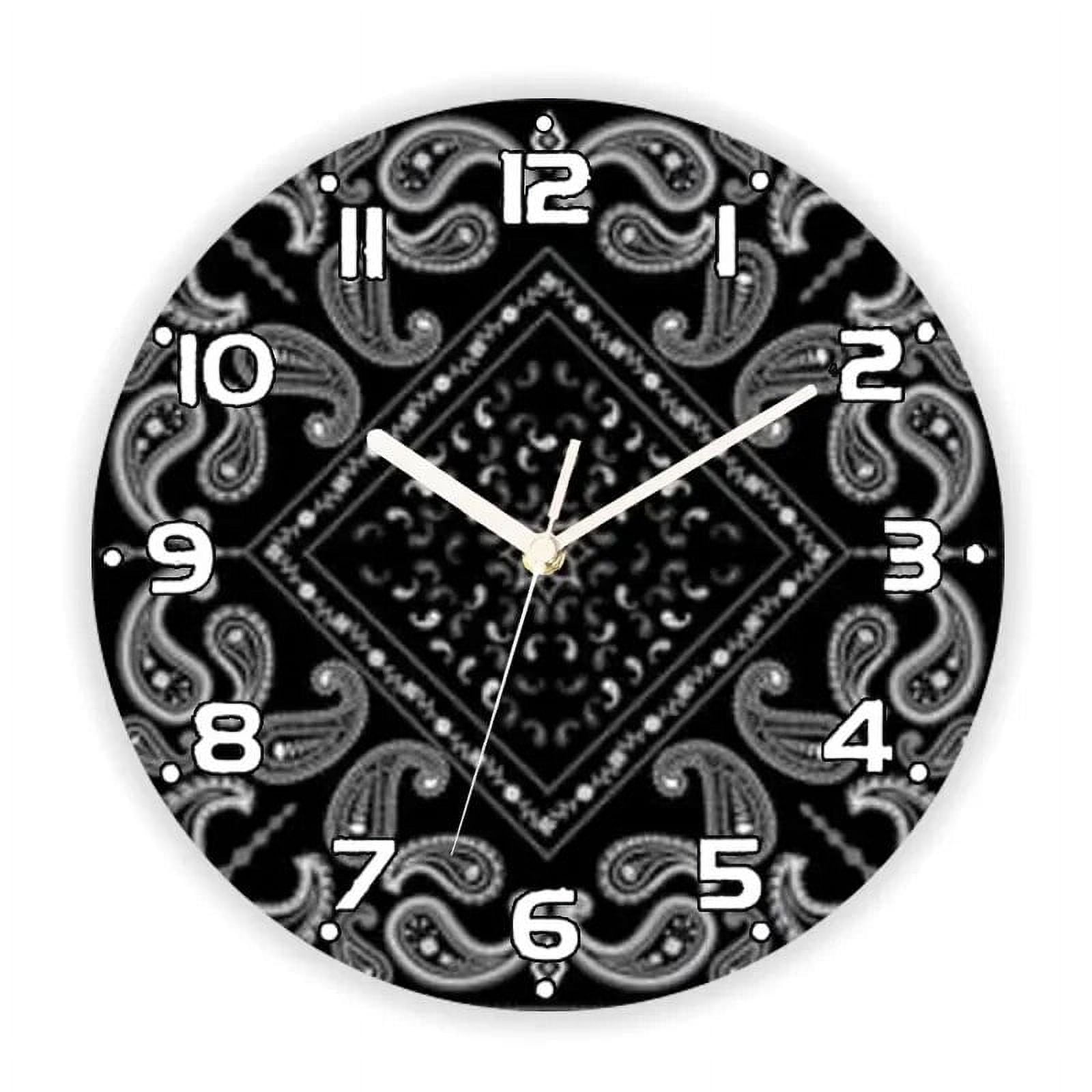 Retro 1970s Bohemian Style Bandanna Paisley Print Pattern Wall Clock ...