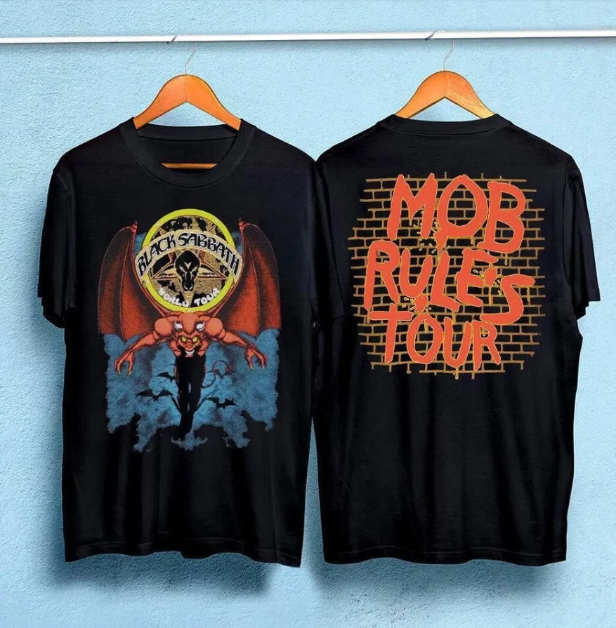 Retro 1981 Black Sabbath Mob Rules Tour Design T-Shirt Heavyweight ...