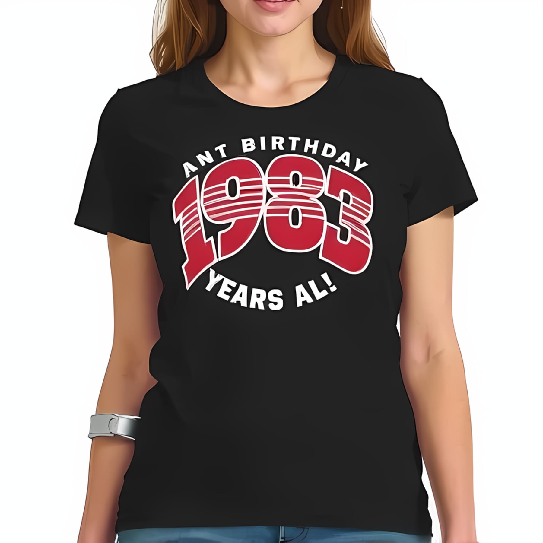 Retro 1983 Birthday Cotton Short Sleeve T-Shirt with Bold Red Graphic ...