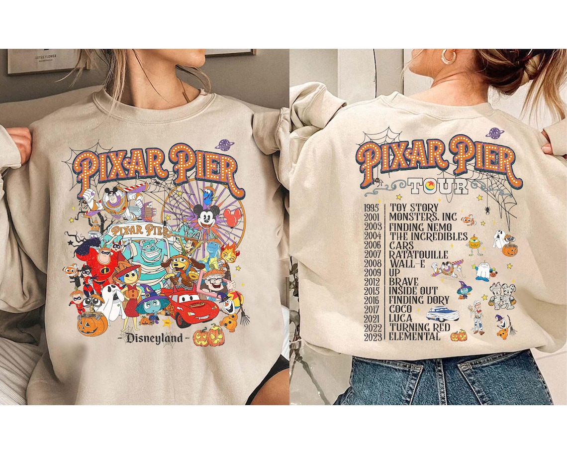 Retro 2 Side Disney Pixar Pier Halloween Swweatshirt, Meet Me At Pixar ...