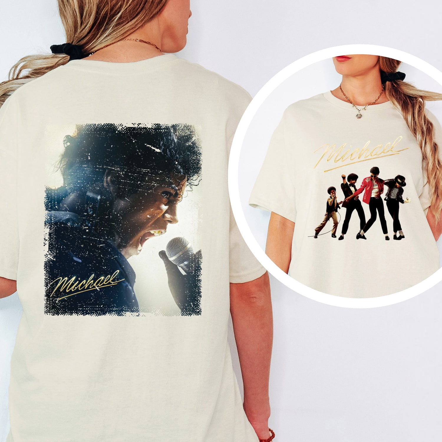 Retro 2 Sided Michael Graphic T-Shirt, Jackson King of Pop Vintage Tee ...
