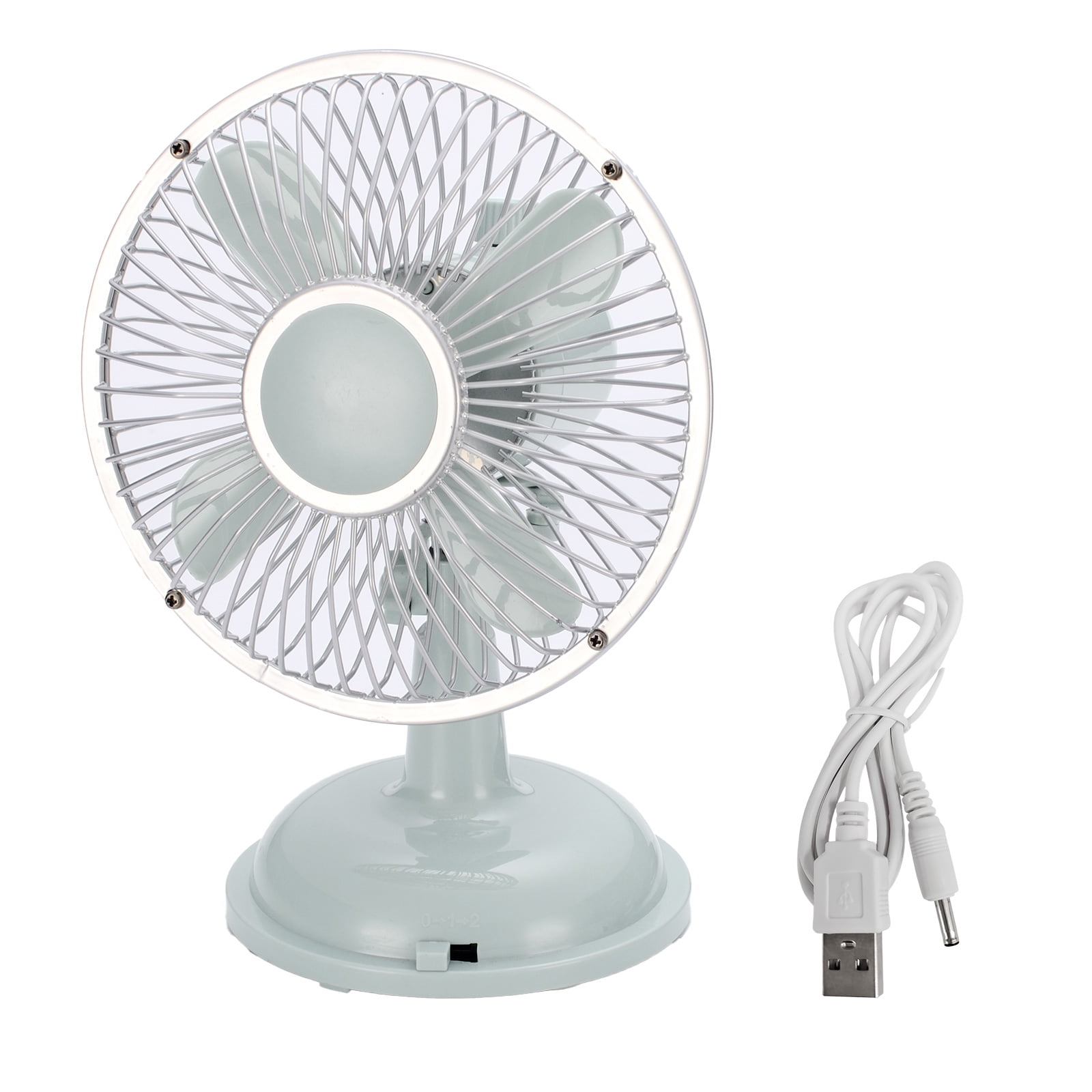 Retro 2-Speed 5.7inch USB/AA Power Desk Fan Oscillating Table Fan for ...