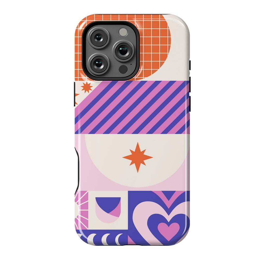 Retro 2000s Aesthetic Y2K Style Patchwork Tough Case for iPhone 11-17 ...