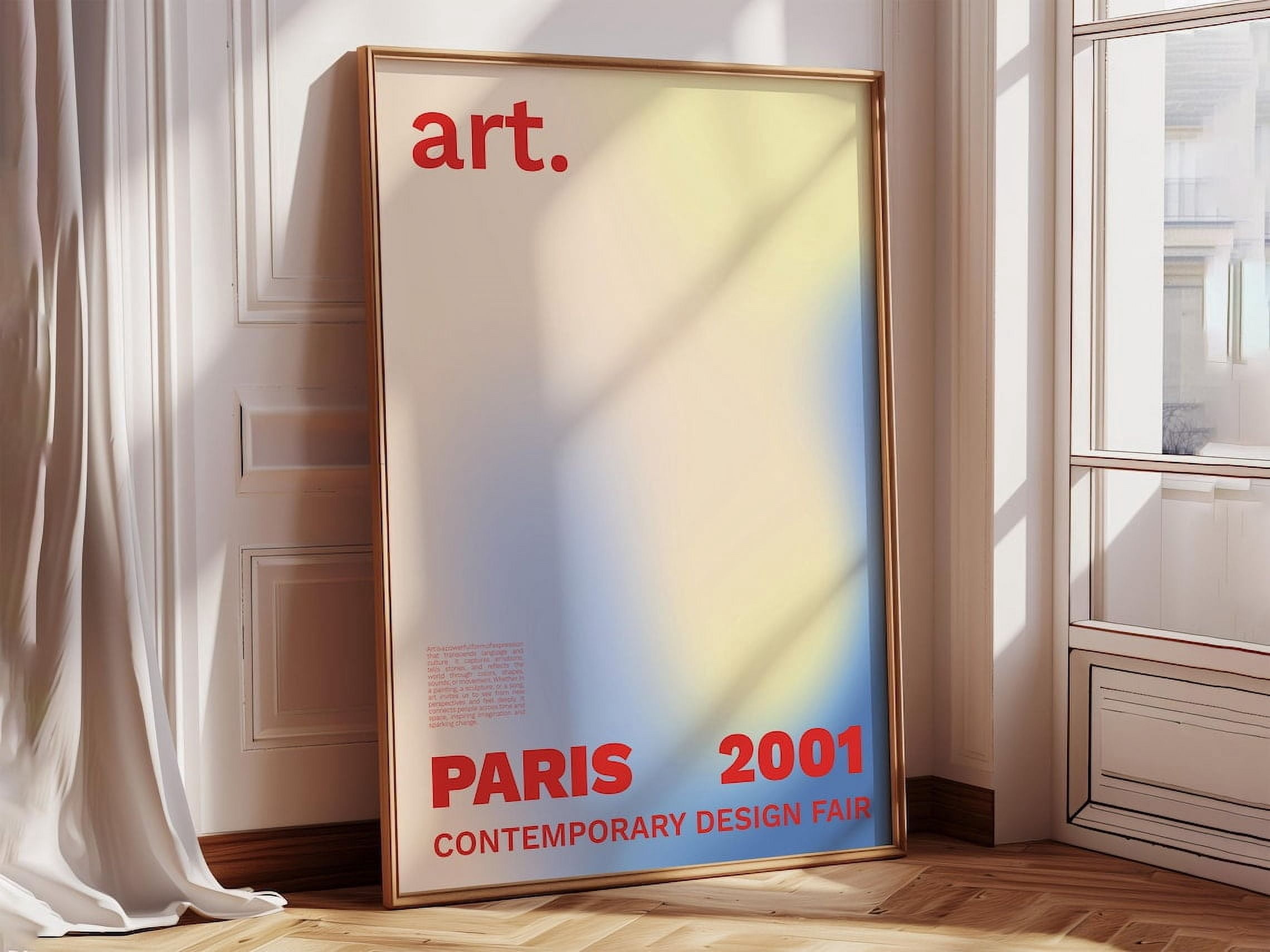 Retro 2001 Gallery Art, Large Paris Exhibition Poster, Red Blue Blur ...