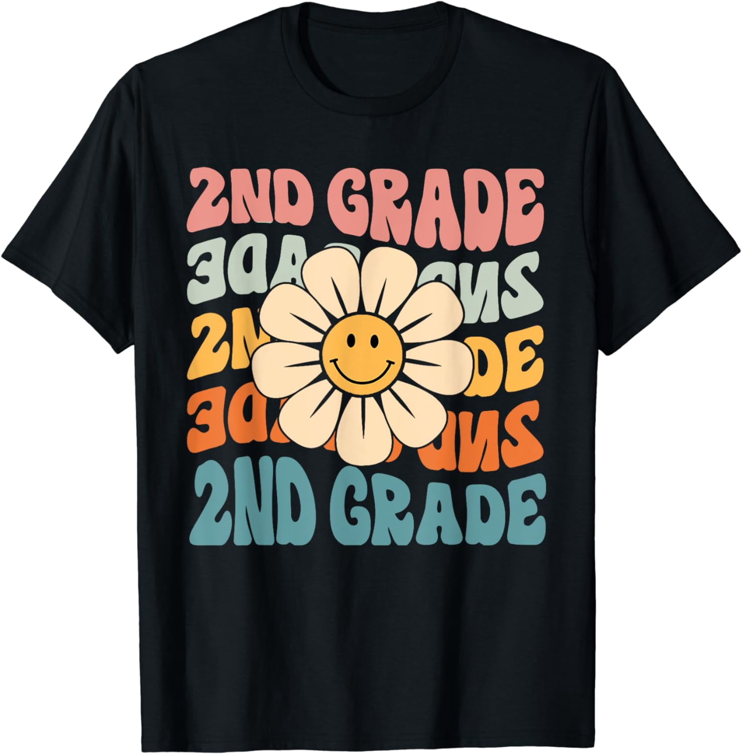 Retro 2nd Grade Daisy Colorful Back To School Second Grade T-Shirt ...