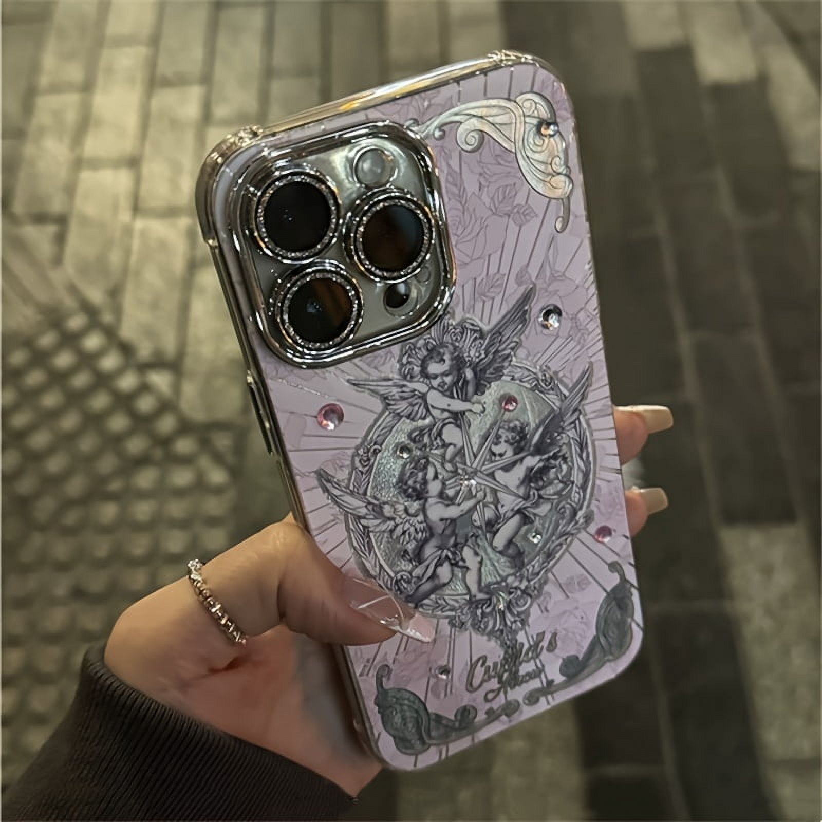 Retro 3D Diamand Angel Cupid phone case for iPhone 15 14 13 12 Pro Max ...
