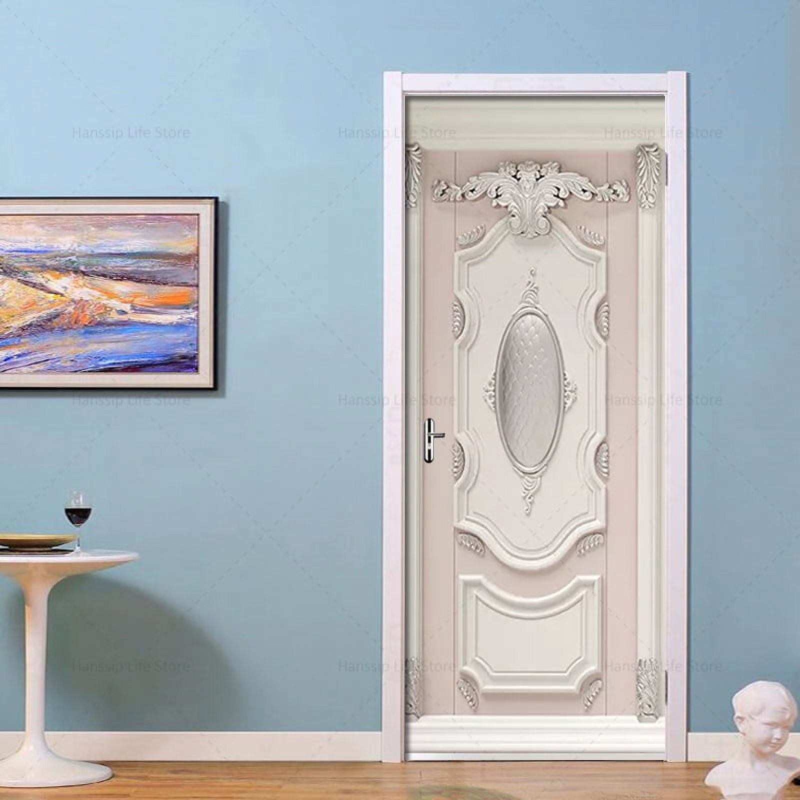 Retro 3D Door Sticker Self Adhesive Imitation Relief Art Mural Full ...
