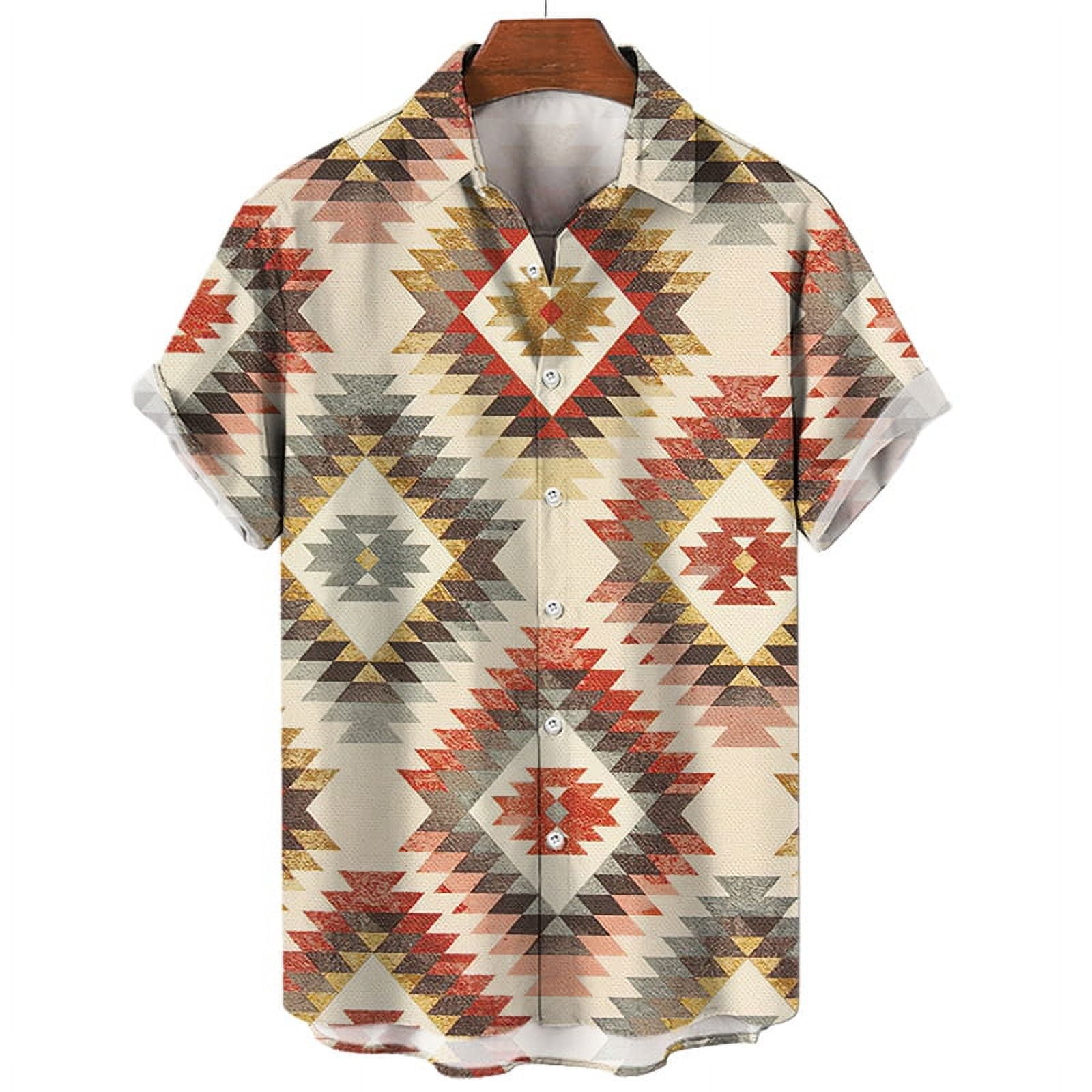 Retro 3d Print Geometry Totem Shirt For Men Summer Short Sleeve Tops ...