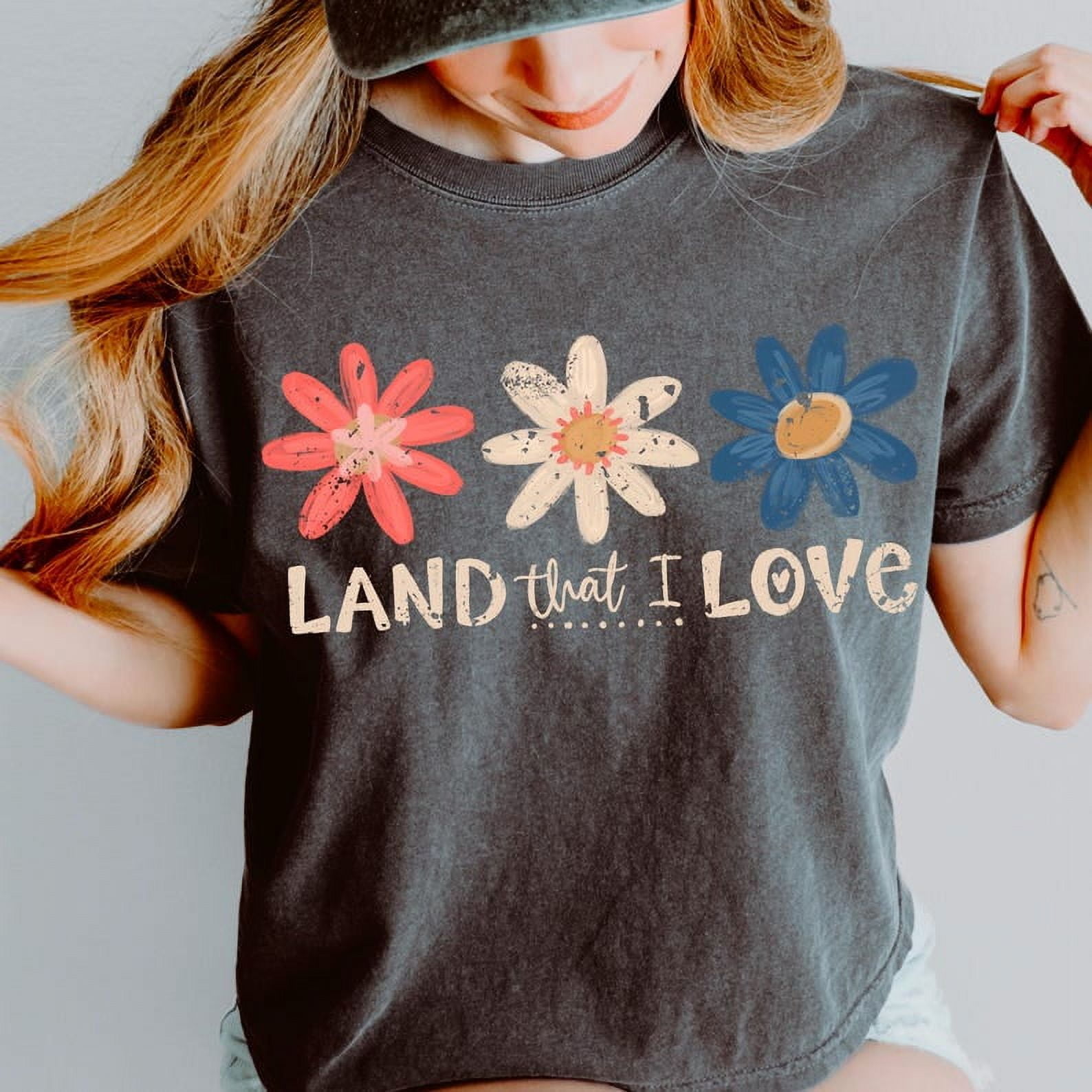 Retro 4th of July "Land that I love", floral USA Shirt, independence ...