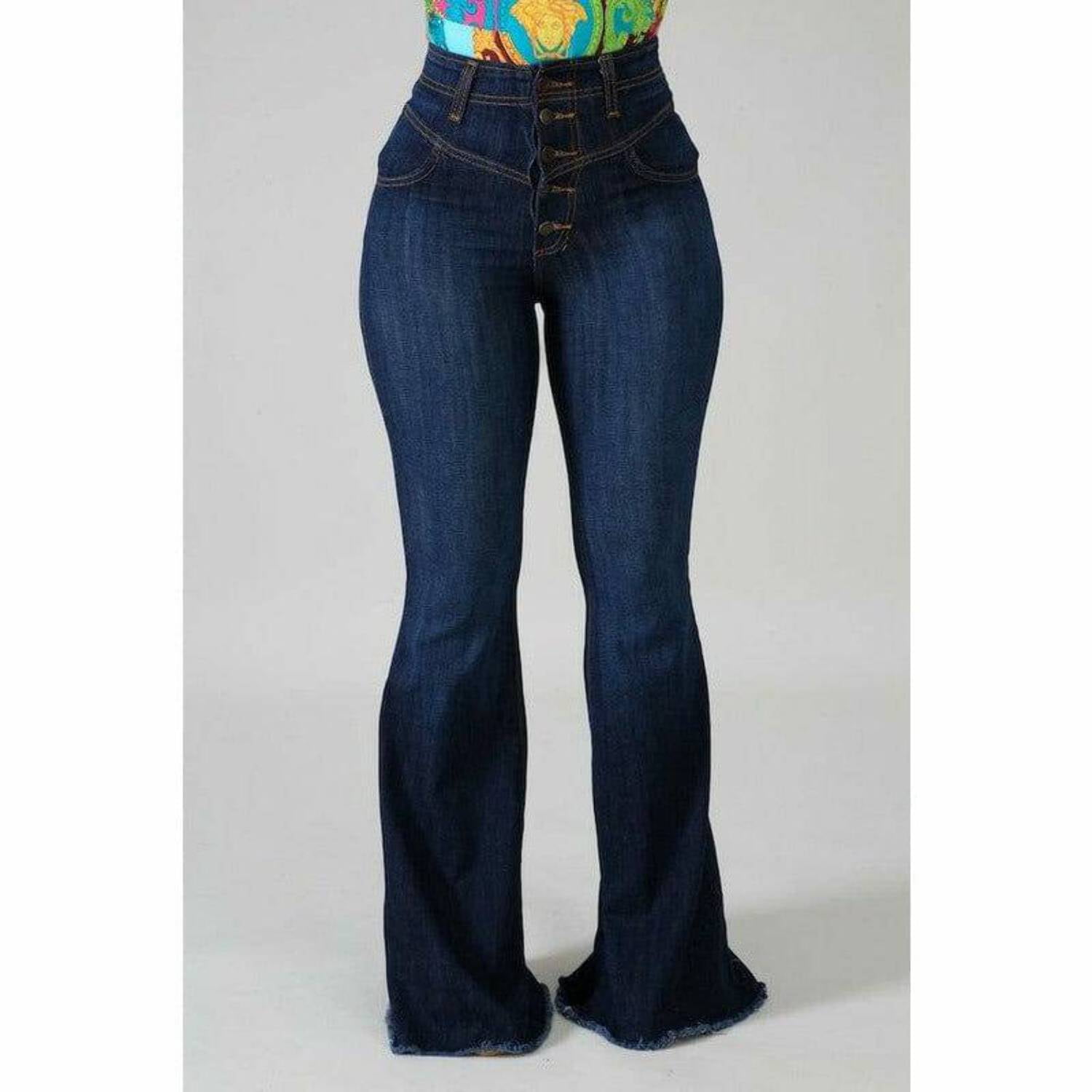 Retro 5 Button Bell Bottom Jean - Walmart.com