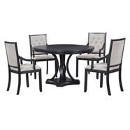 5-Piece Dining Table Set, 44" Round Dining Table with Curved Bench & 3 ...