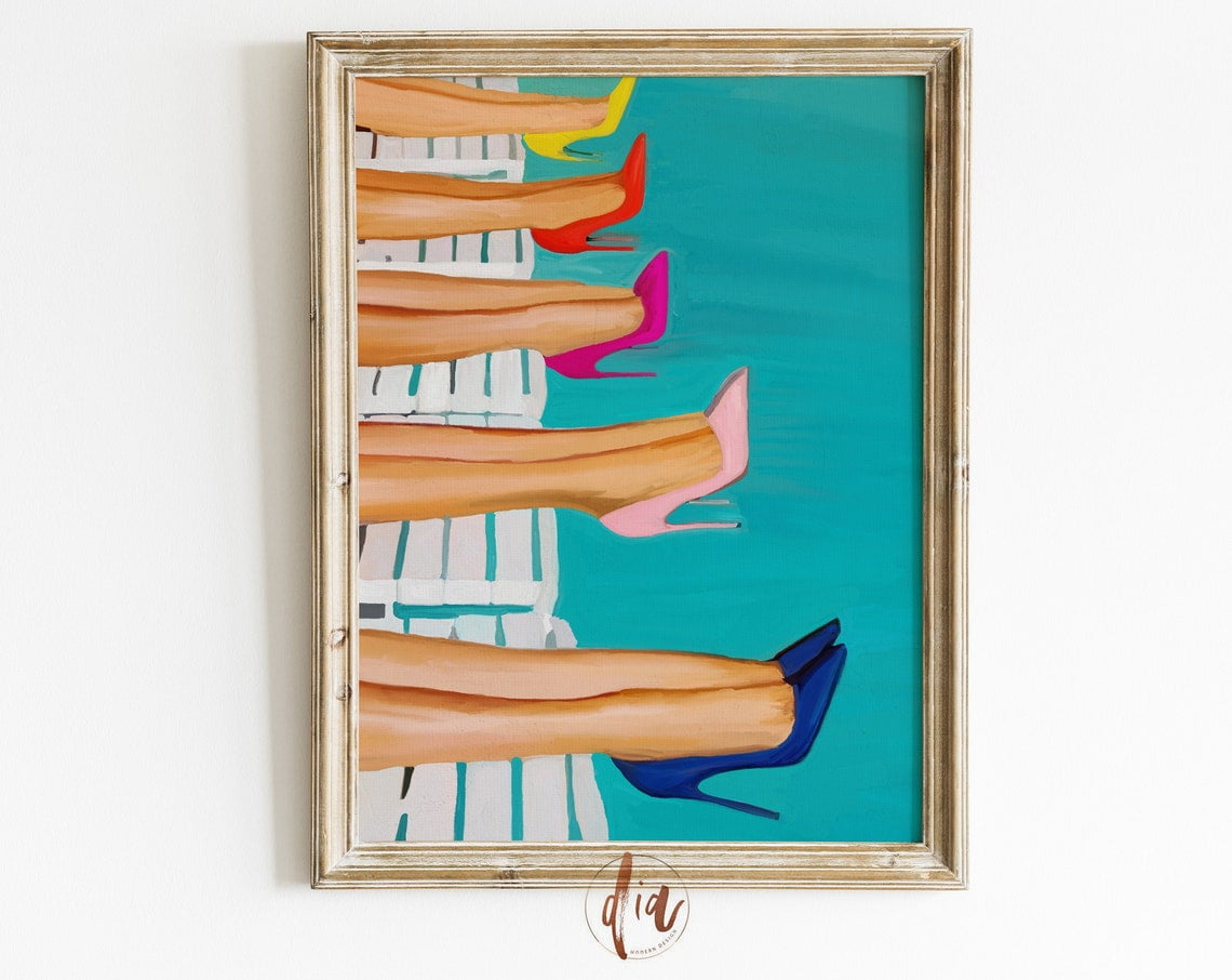 Retro 50S Aesthetic Painting, Maximalist Art, Shoe Lover Art Print ...