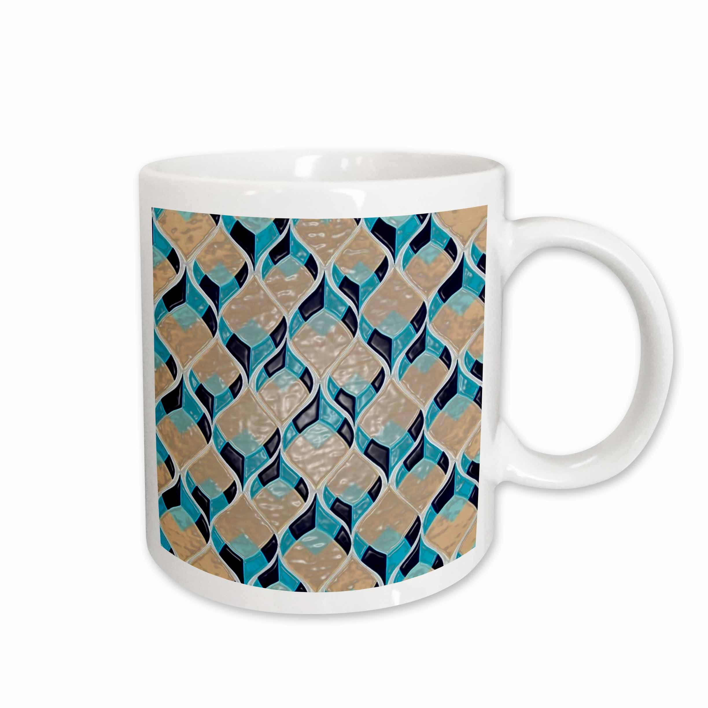 Retro 60s 3D Ripple Plastic Tiles Blue Tan 15oz Mug mug-17980-2 ...