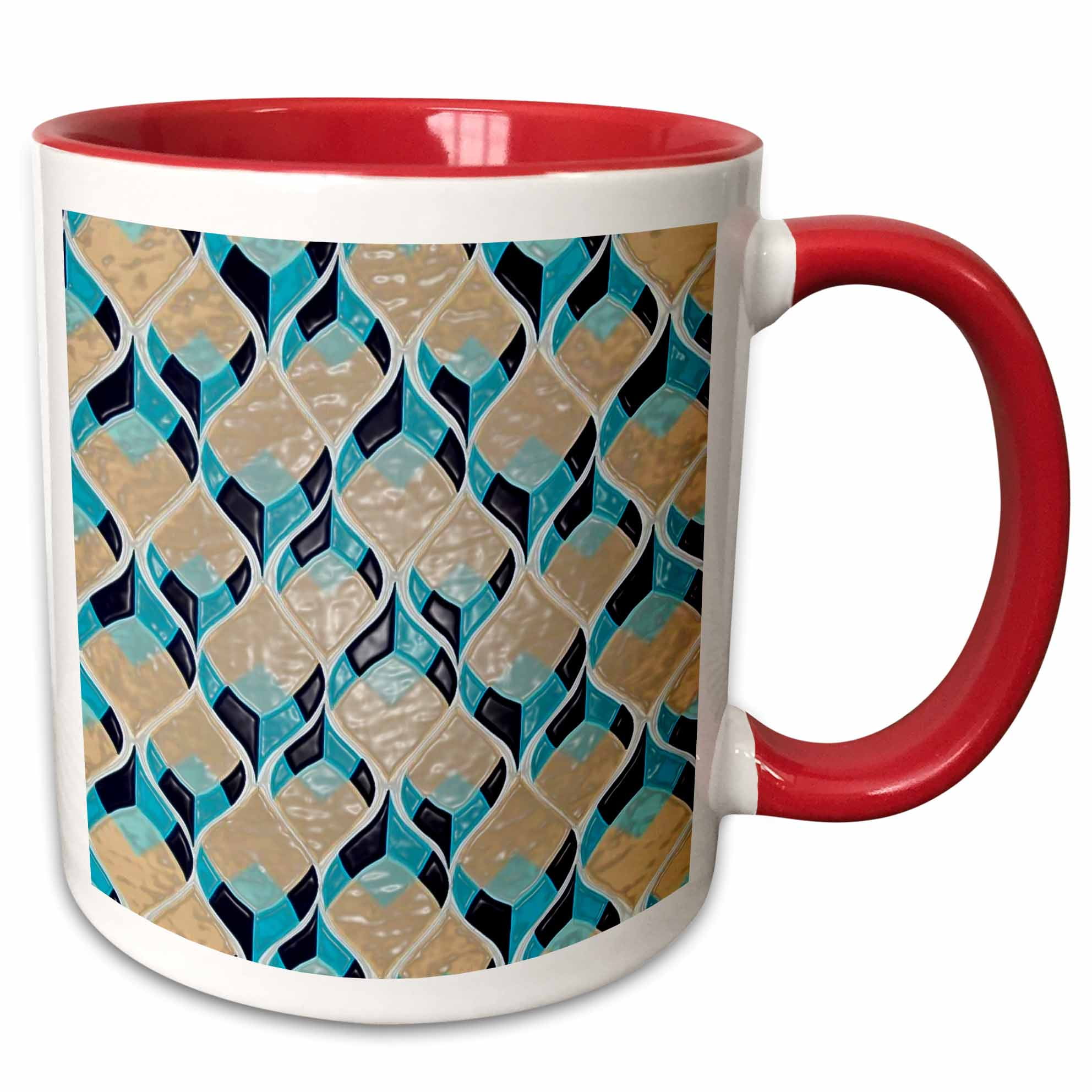 Retro 60s 3D Ripple Plastic Tiles Blue Tan 15oz Two-Tone Red Mug mug ...