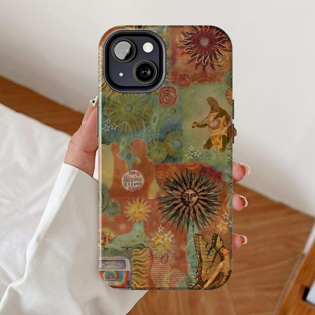 Retro 60s, 70s, and 80s Hippie Phone Case with a Vintage Turtle Sun ...