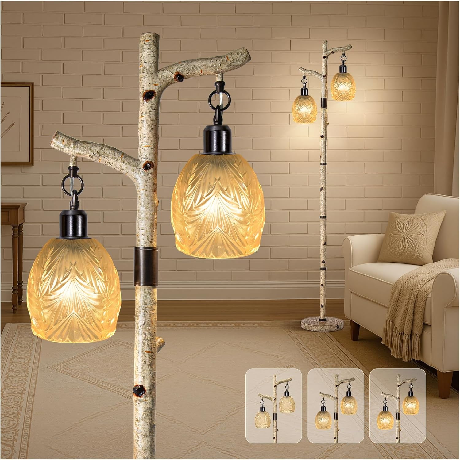Retro 68.5” Tall Floor Lamp With Carving Shade, Farmhouse Resin ...
