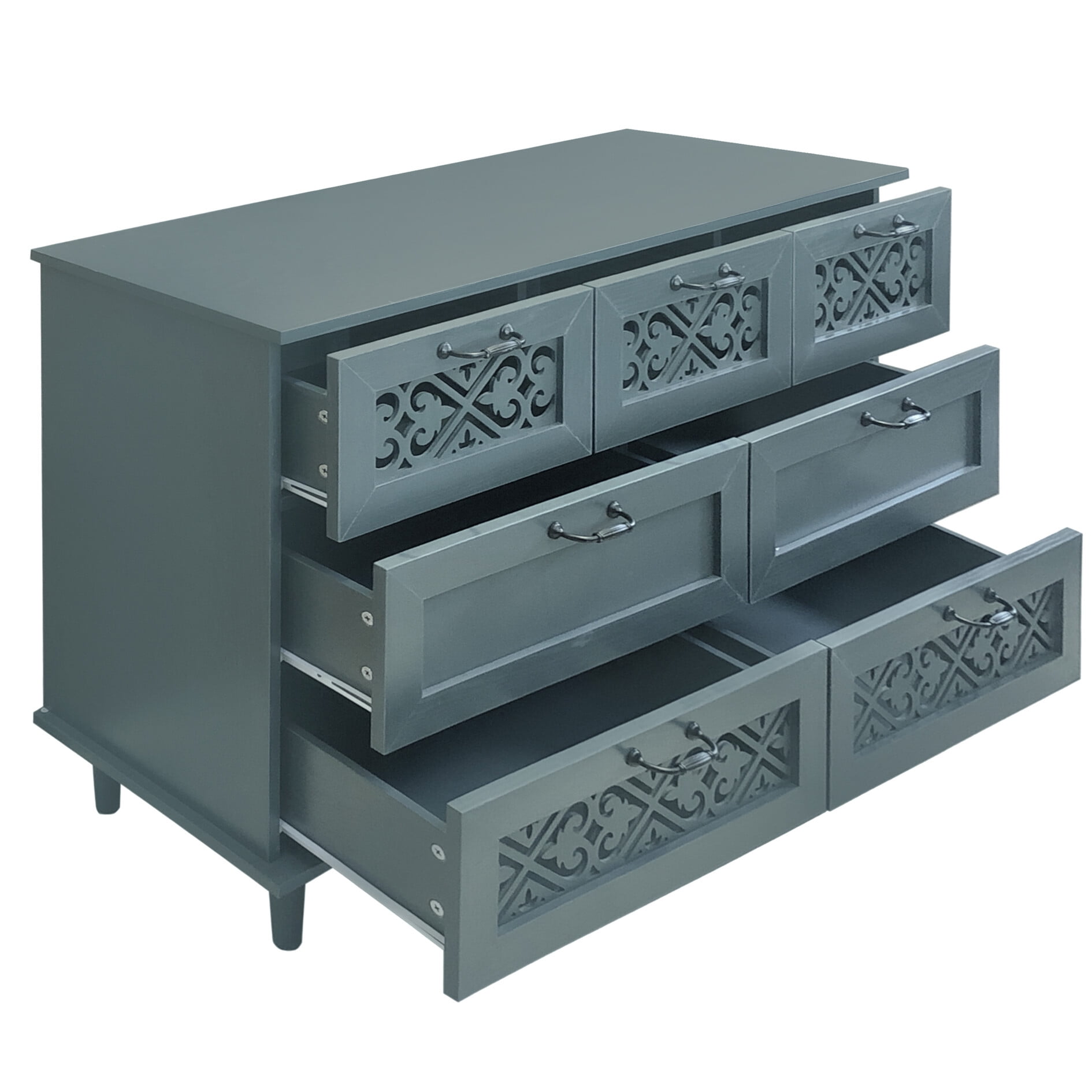 Retro 7 Drawer Storage Cabinet with Lock Wall Parts and Engraving ...