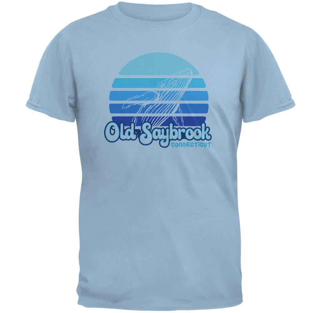 Retro 70's Sunset Old Saybrook Whale Mens T Shirt Light Blue X-LG ...