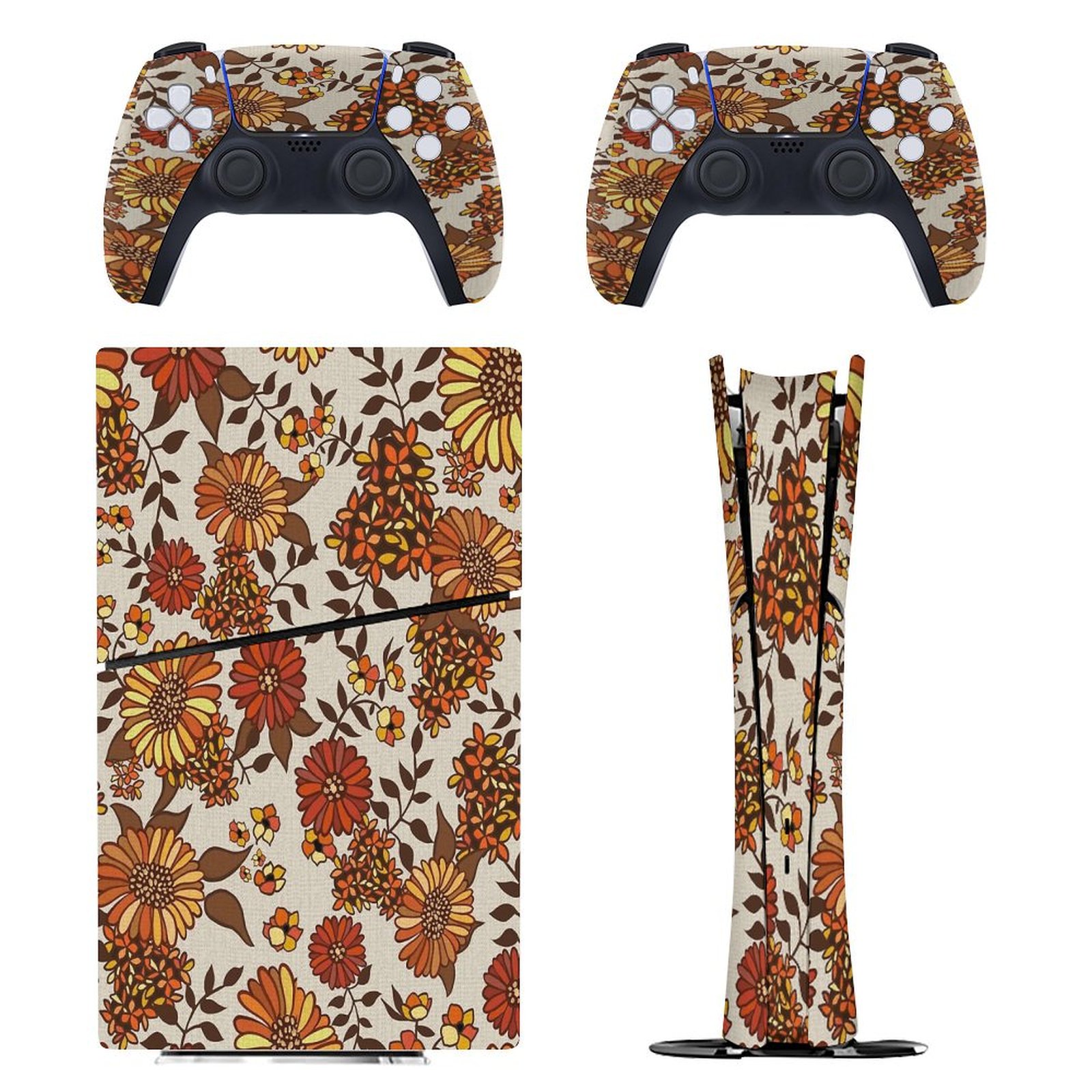 Retro 70s Boho Hippie Orange Flower PS5/PS5 Pro/PS5 Slim Digital Disc ...