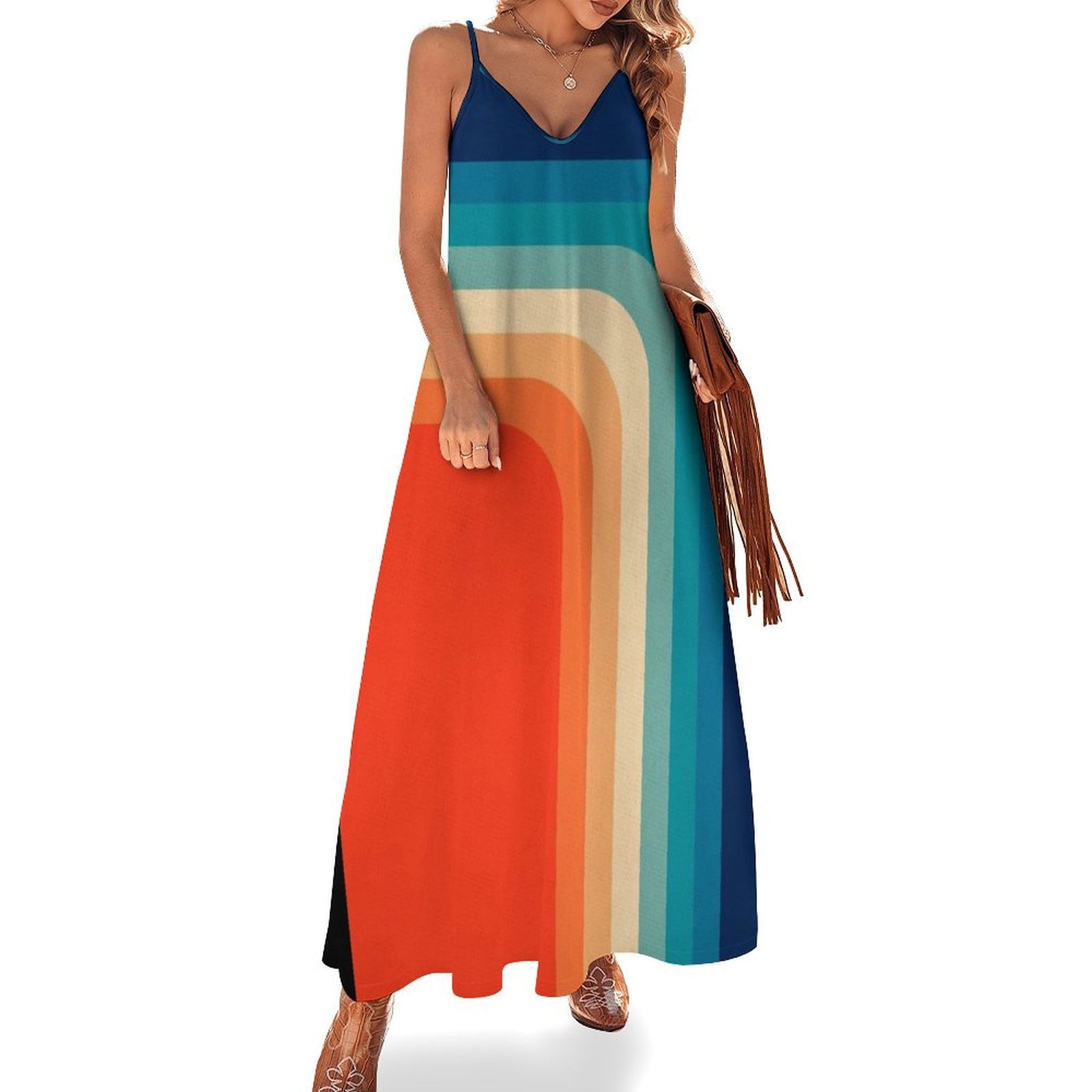 Retro 70s Color Palette III Sleeveless Dress dresses women summer 2025 ...