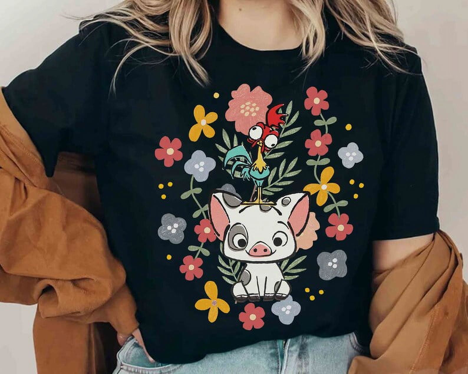 Retro 70s Disney Moana Cute Hei Hei Rooster Pua Pig Floral Graphic ...