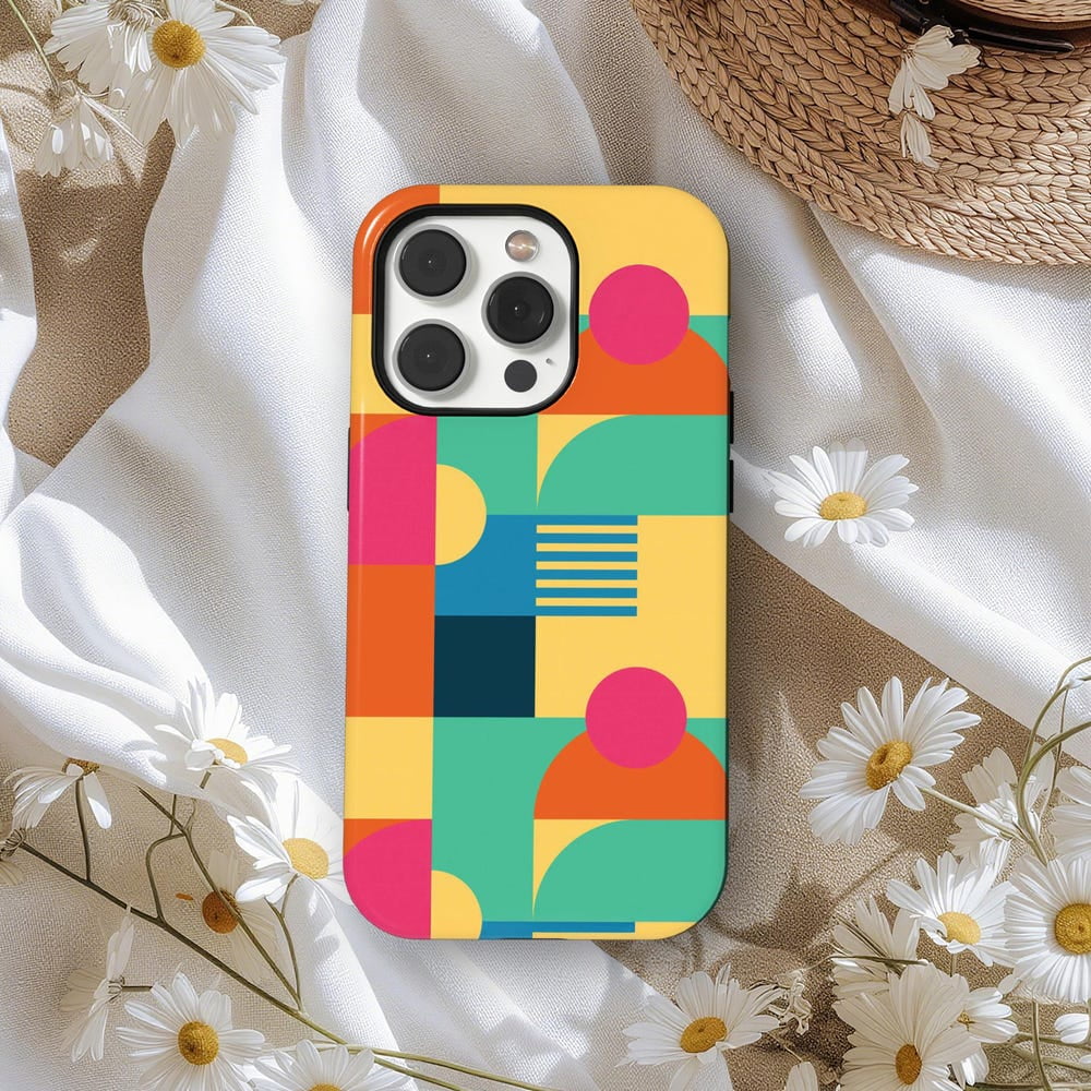 Retro 70s Floral Groovy Geometric Pop Art Colorful Modern Shapes Art ...