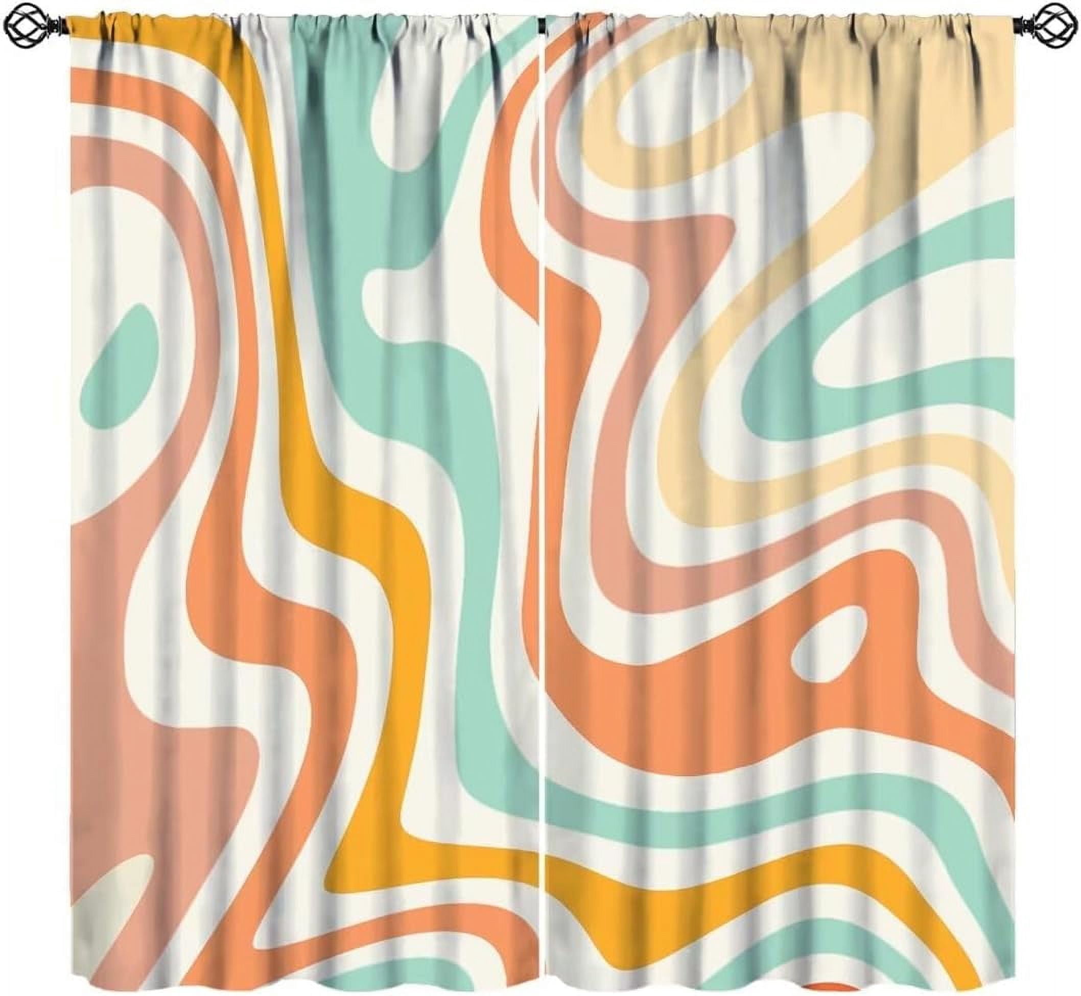 Retro 70s Groovy Curtains, Vintage Funky 60s Aesthetic Trendy Green ...