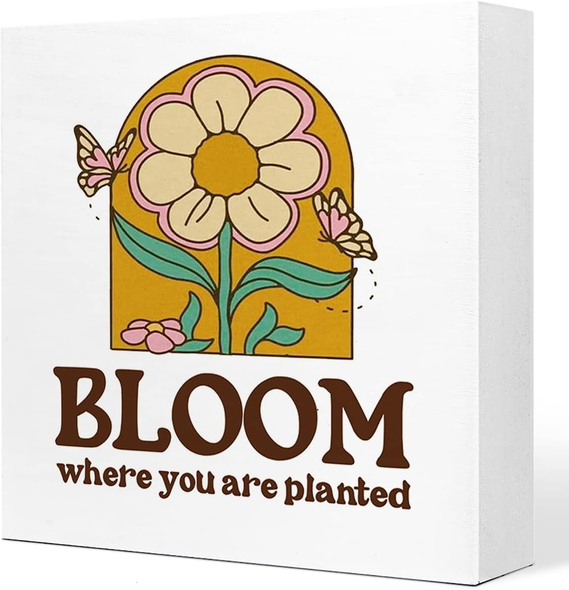 Retro 70s Hippie Groovy Flower Butterfly Wooden Sign Desk Decor ...