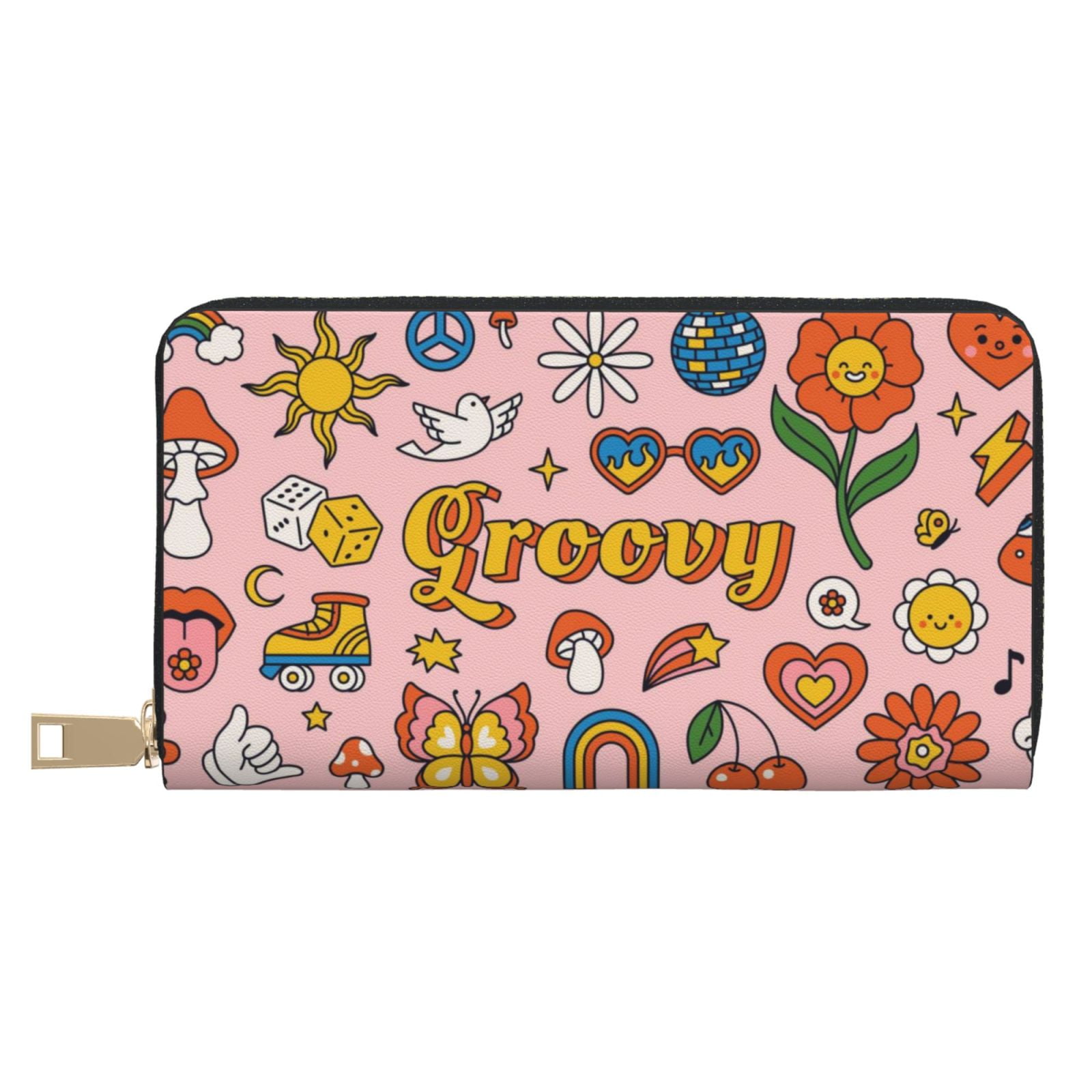 Retro 70s Hippie Wallet Women, Leather Bifold Multi Card Wallet, Women ...