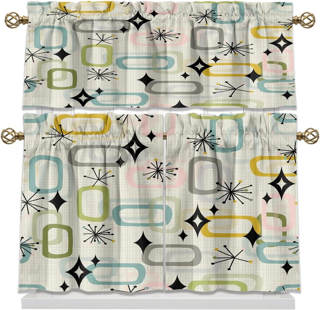 Retro 70s Mid Century Rod Pocket Valance Curtains,Minimalism Modern ...