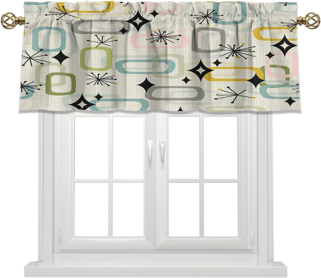 Retro 70s Mid Century Rod Pocket Valance Curtains,Minimalism Modern ...