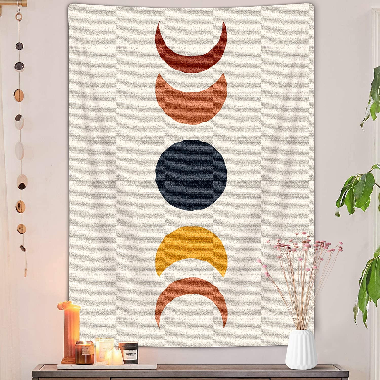 Walmart Retro 70s Moon Phase Tapestry, Vintage Boho, Abstract Rainbow ...