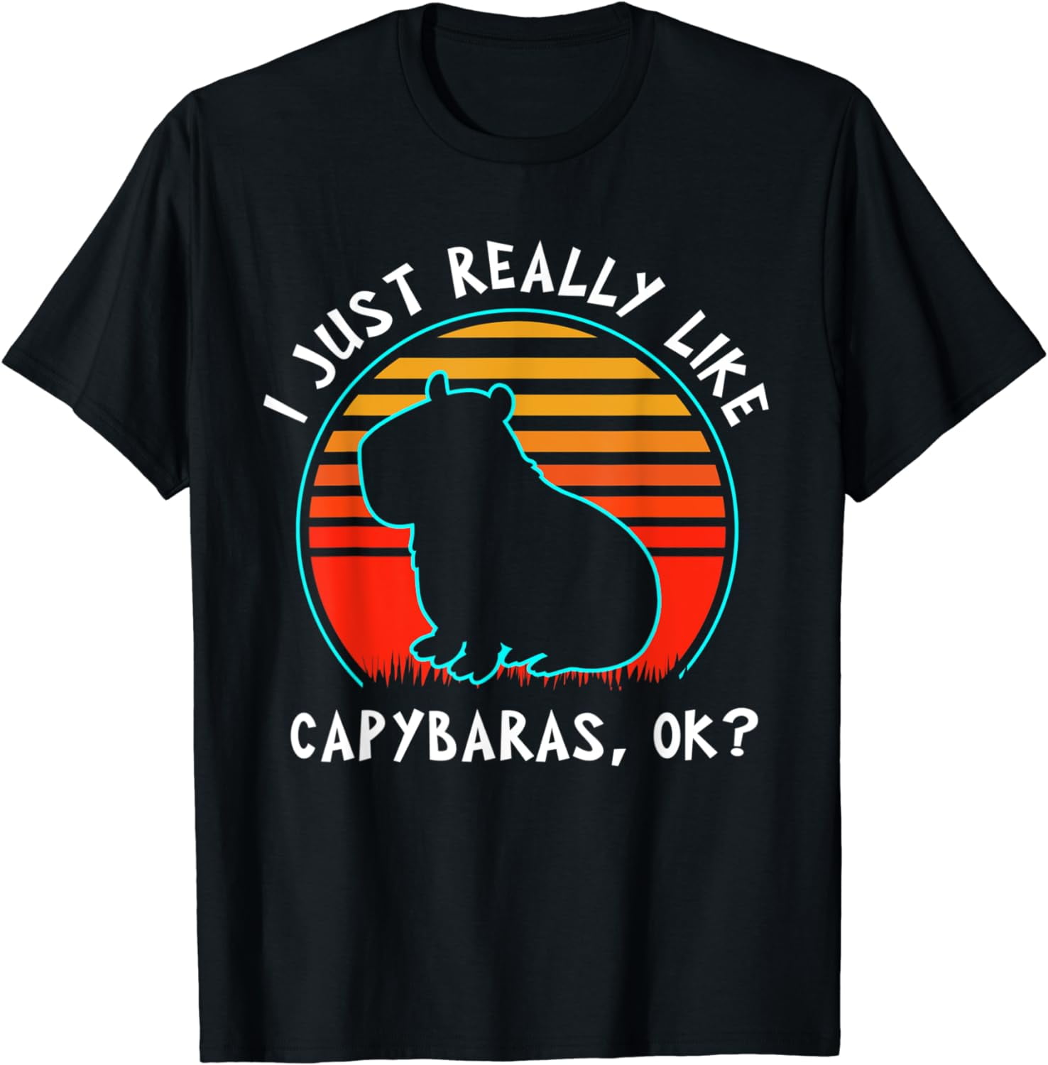 Retro 70s Silhouette Capybara I Just Really Like Capybara Cotton T ...