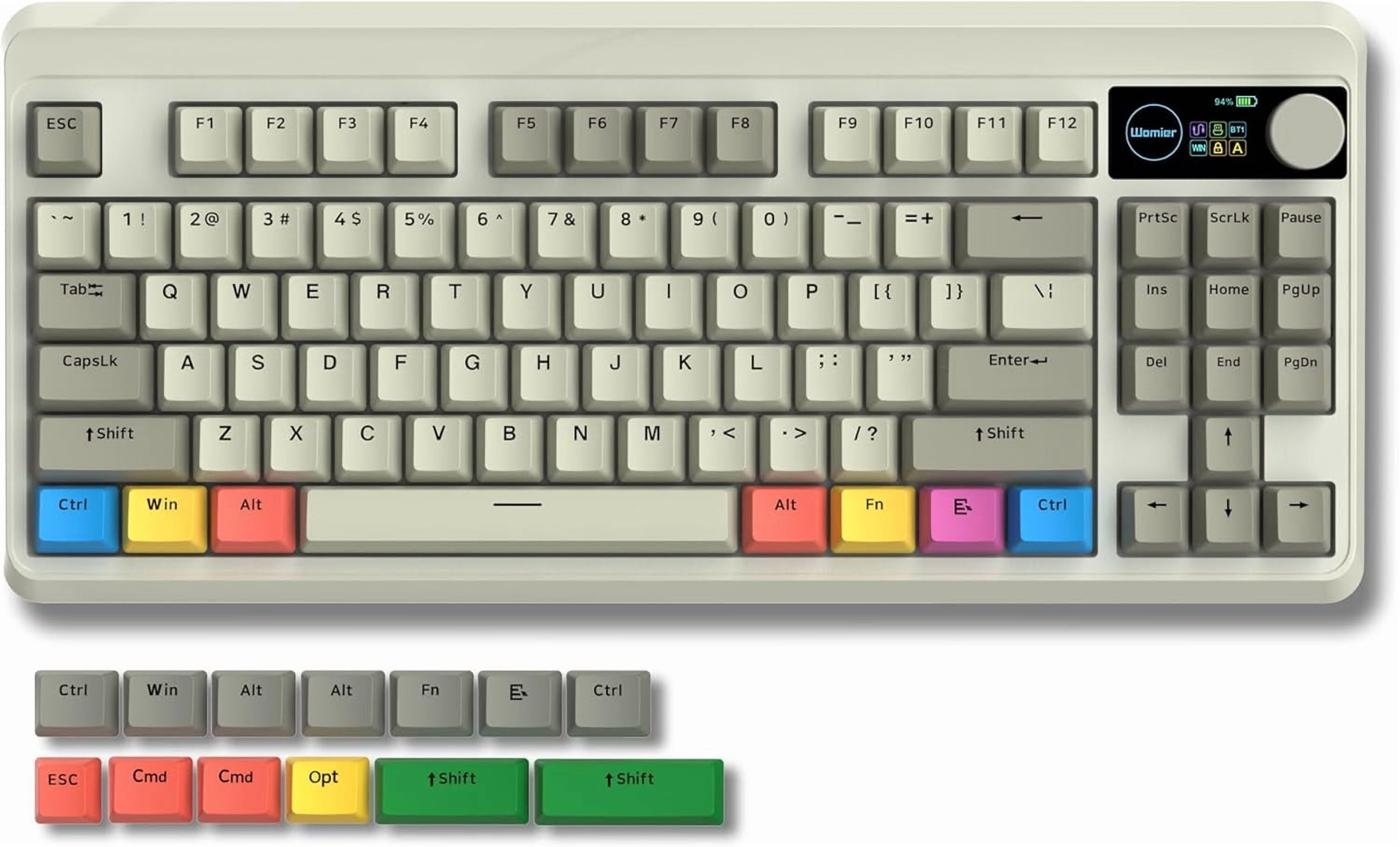 Retro 75% Gaming Keyboard with OLED Display&Knob, M87 5.1/2.4GHz /-C ...