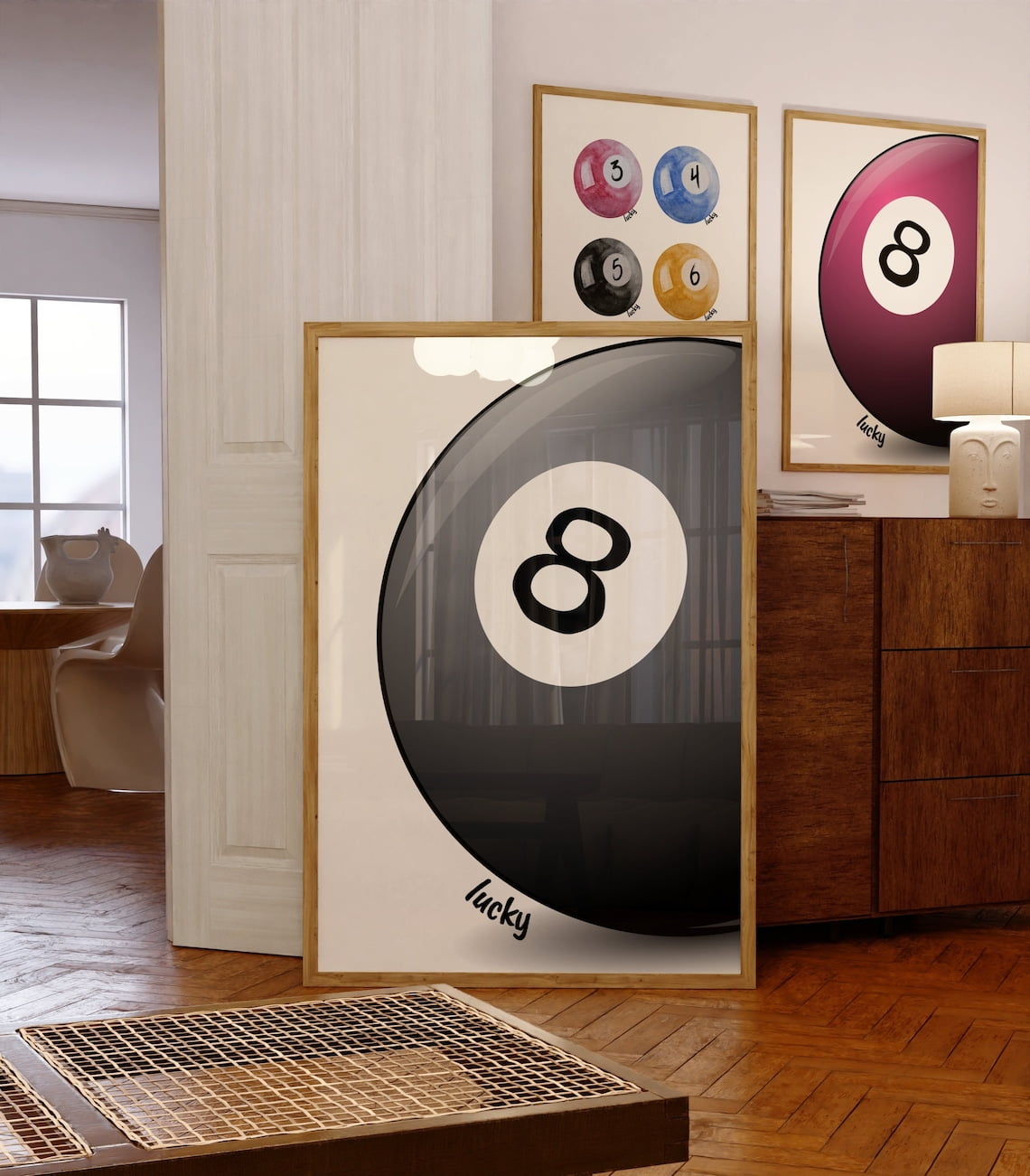 Retro 8 Ball Poster ,Drawn Lucky Wall Art, 8x12 UNFRAMED - Walmart.com