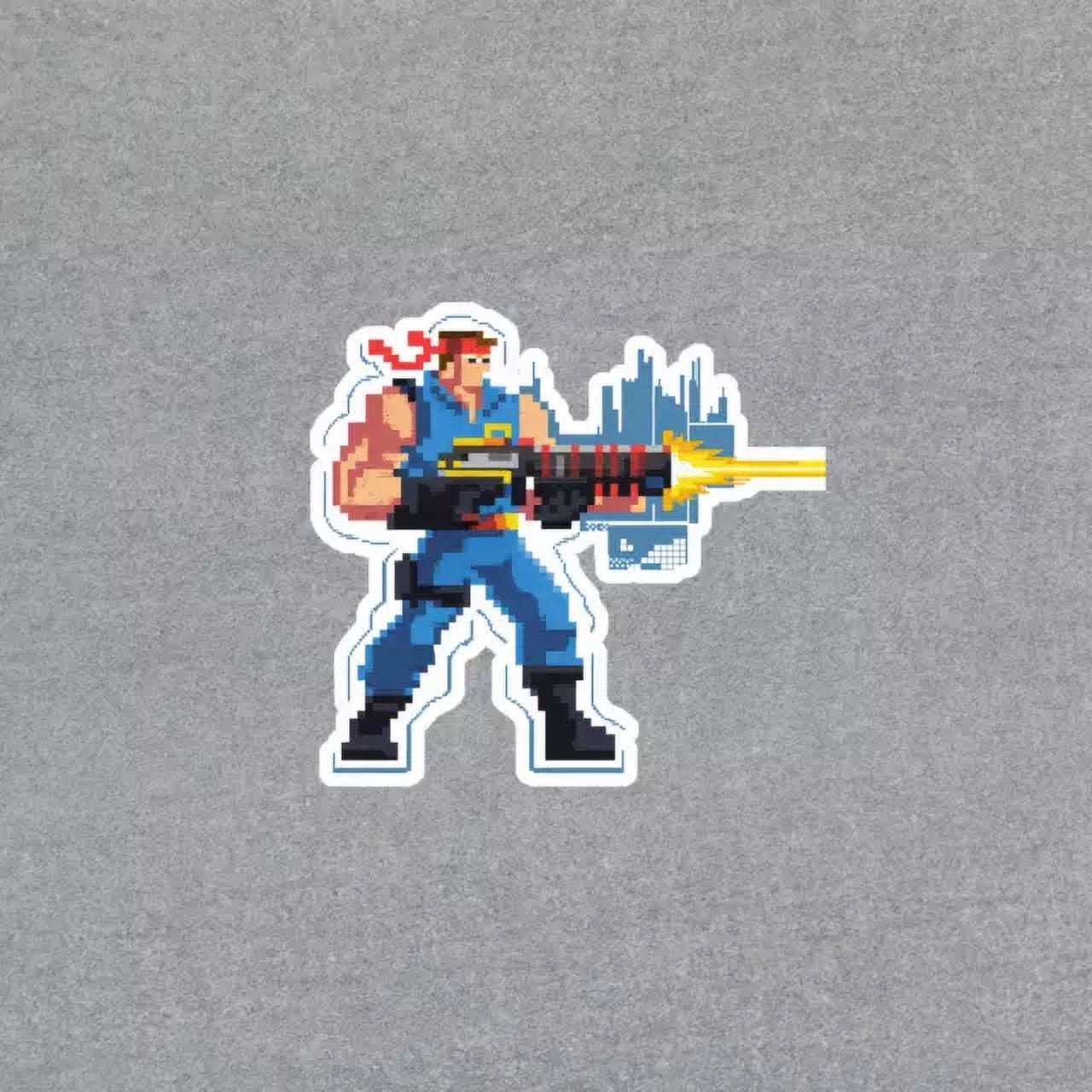 Retro 8-Bit Action Hero Pixel Art Sticker - Video Game Nostalgia ...
