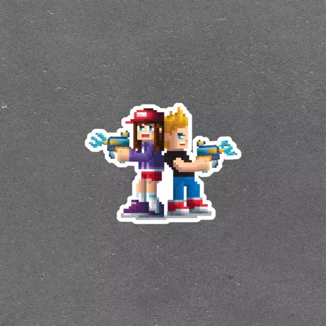 Retro 8-Bit Pixel Art Arcade Game Characters Stickerphone Decal Water ...