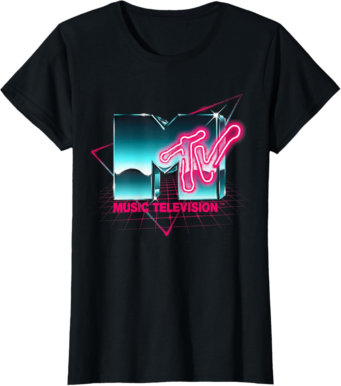 Retro 80's Chrome Effect Neon Colors Vintage MTV T-Shirt - Walmart.com