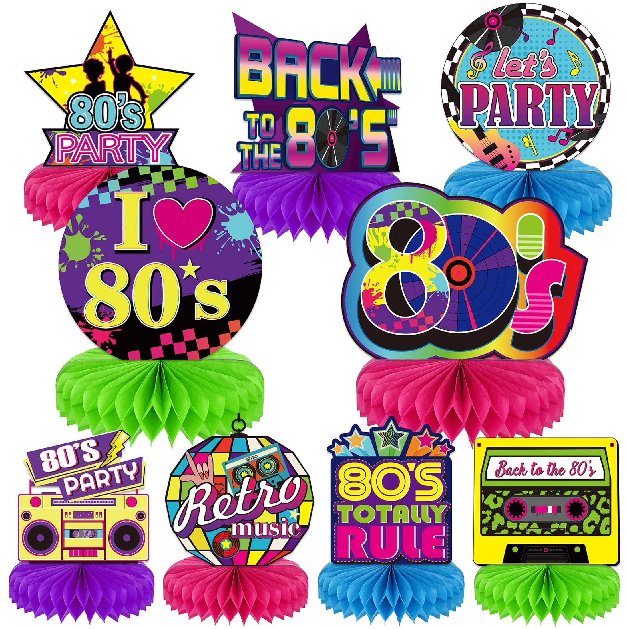 Retro 80's Honeycomb Table Centerpieces - Set of 9 | 1980s Party ...