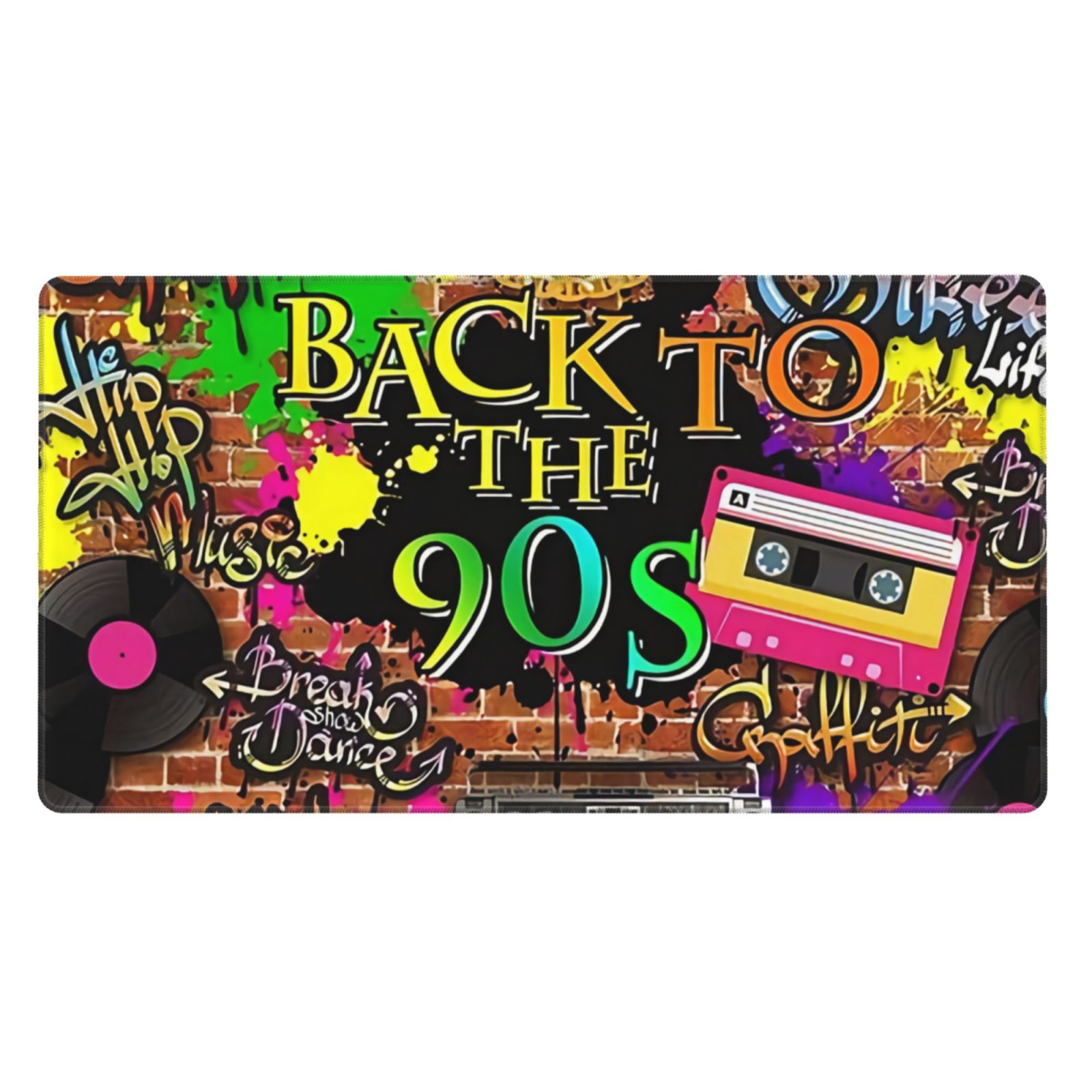 Retro 80s 90s Mouse Pad 15.8x29.5 In - Extended Contour Mouse Mat For ...
